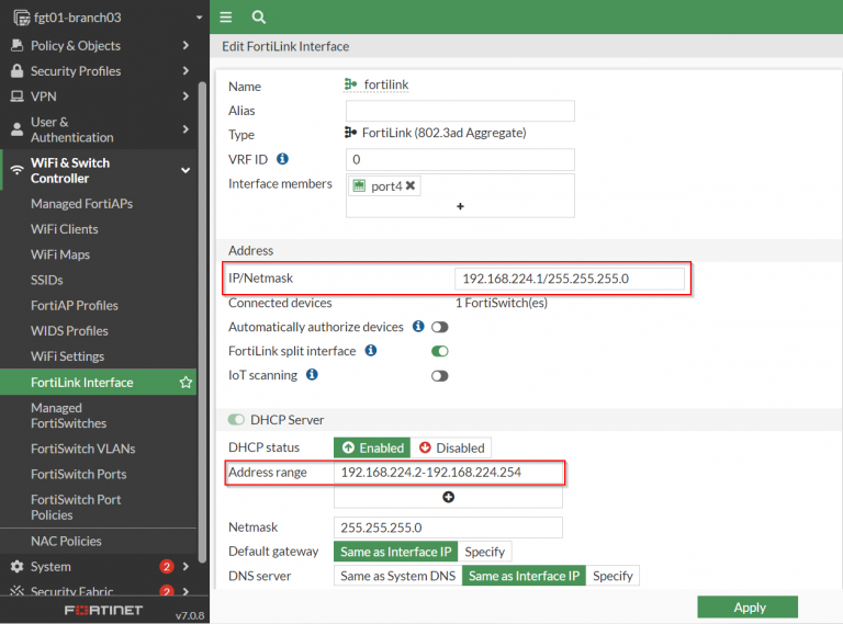 How to change the IP address of FortiLink FortiSwitches without traffic ...